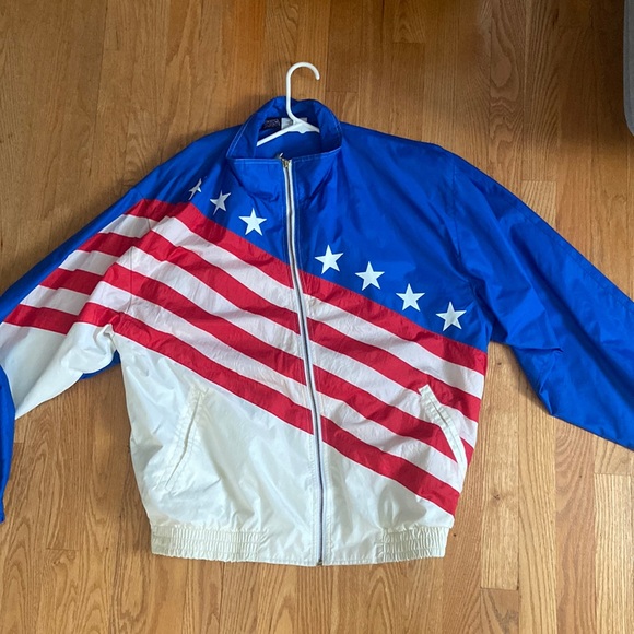 Jackets & Coats | Vintage Tsa Athletic American Flag Windbreaker Xl ...